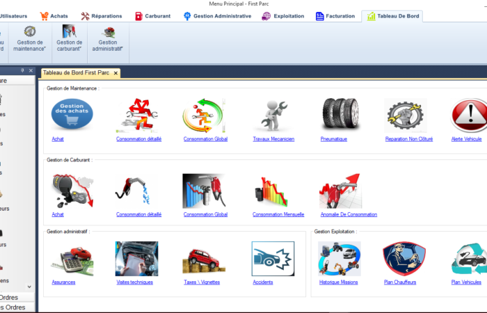 Tableau de bord d’un parc roulant eng – Simsoft Technologies